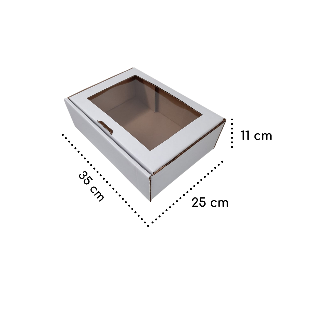 CAJA RECTANGULAR GRANDE BLANCA CON VENTANA NORMAL DE ACETATO – la ...
